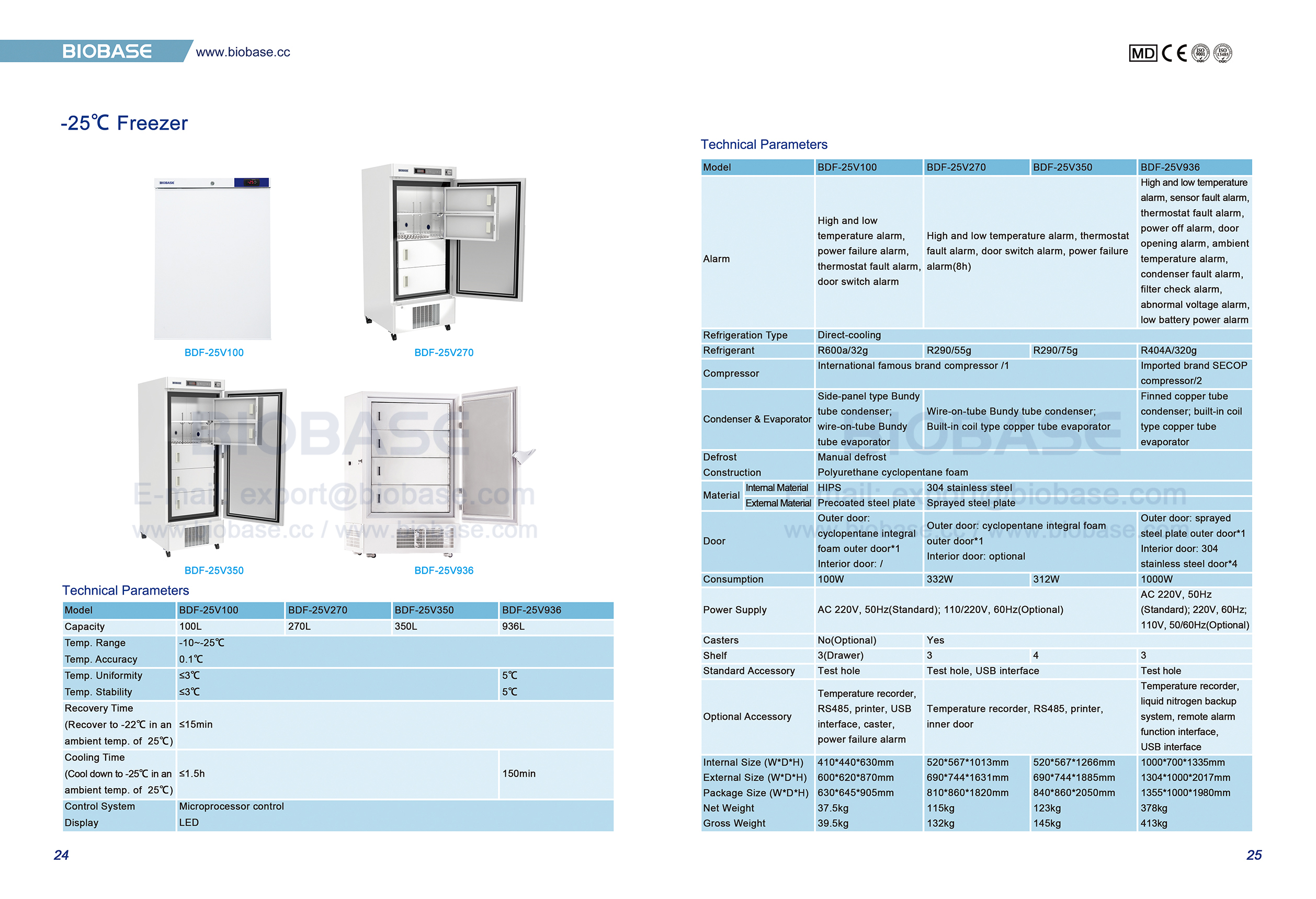 -25°C Freezer BDF-25V100 BDF-25V270 BDF-25V350 BDF-25V936 - Buy BIOBASE