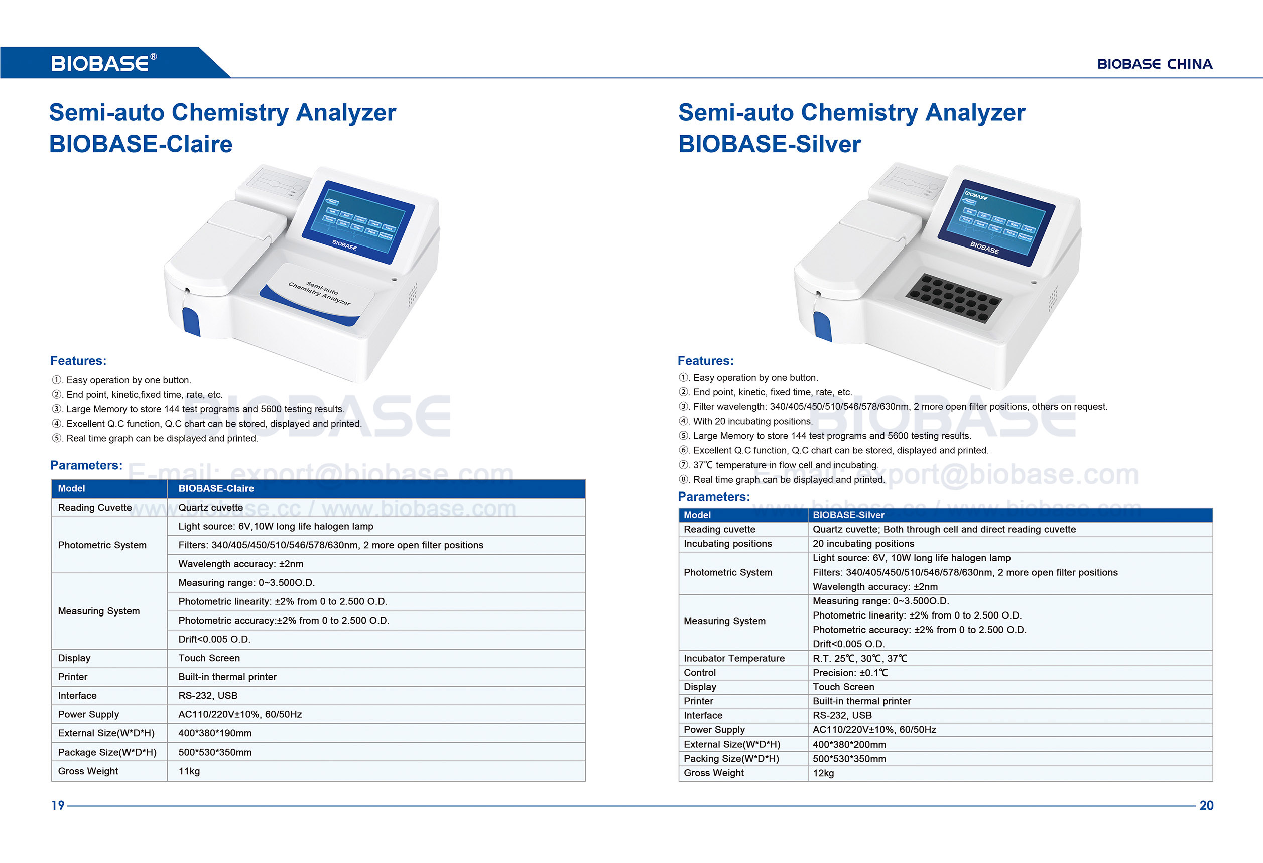 Semi-auto Chemistry Analyzer BIOBASE-Silver - Buy BIOBASE
